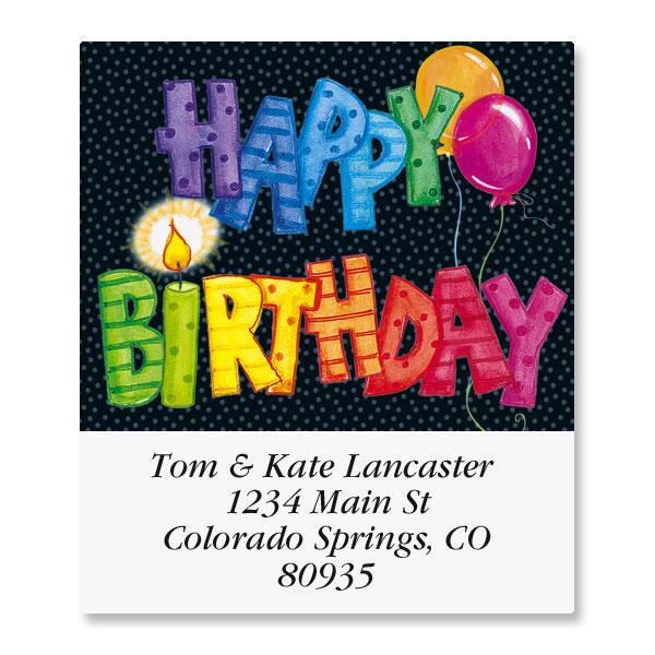 Striped Birthday Select Return Address Labels | Colorful Images