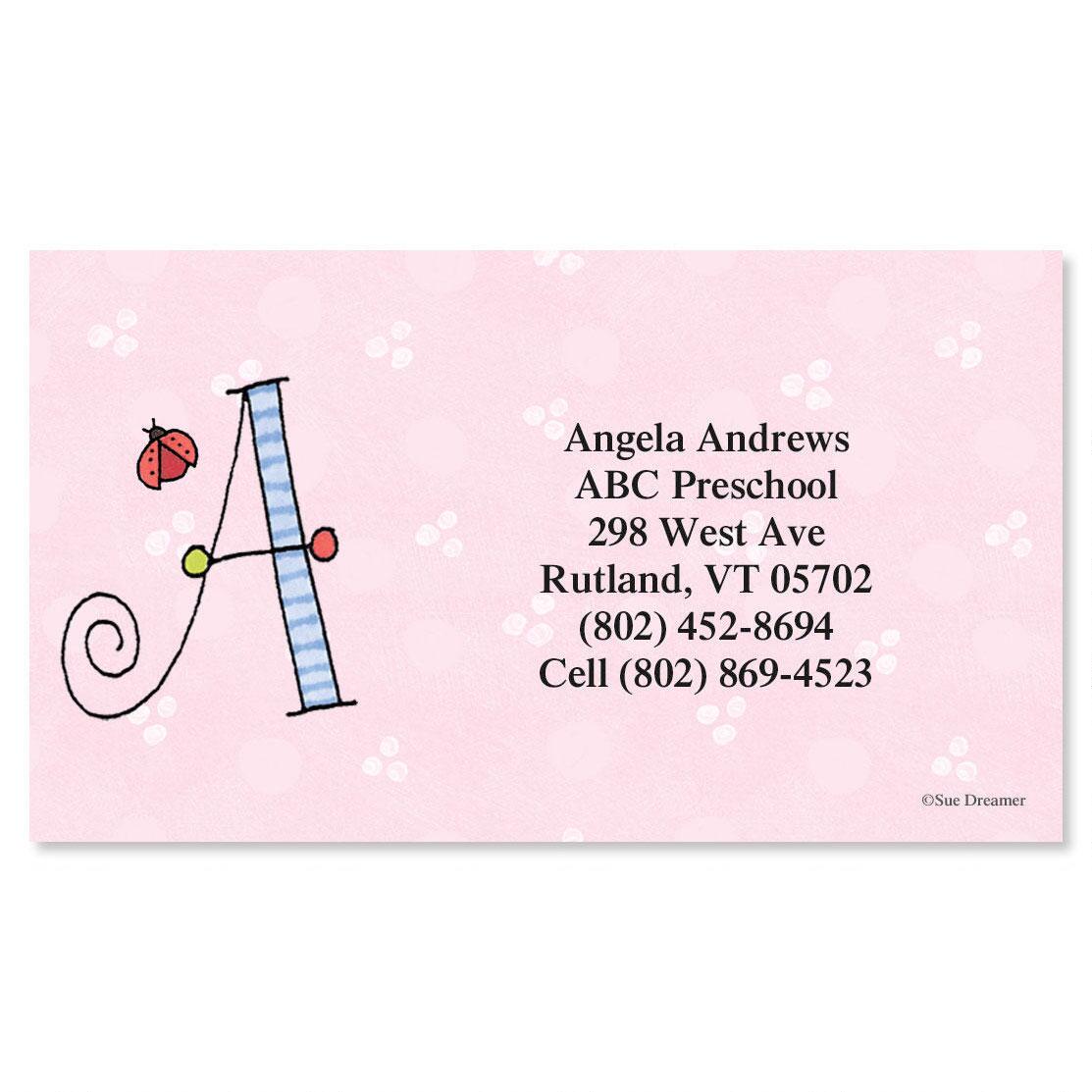 Sue Dreamer Initial Business Cards | Colorful Images