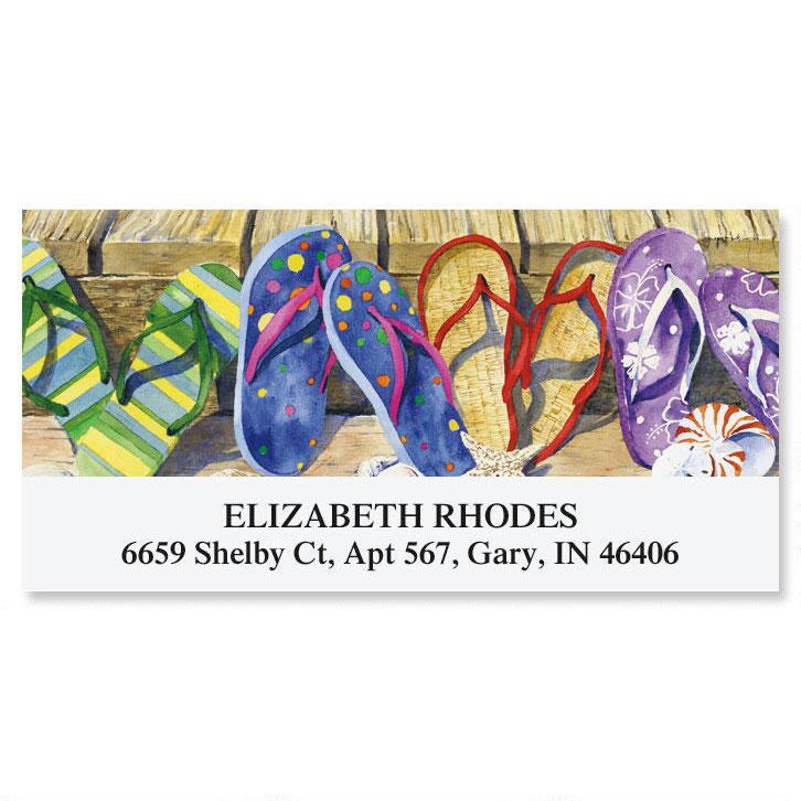 Summer Flip-Flops Deluxe Return Address Labels | Colorful Images