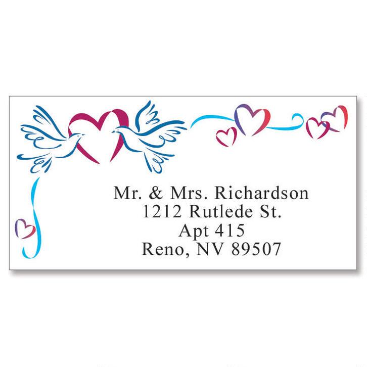 Sweetheart Doves Border Return Address Labels | Colorful Images