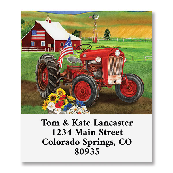 Patriotic Tractor Select Return Address Labels | Colorful Images