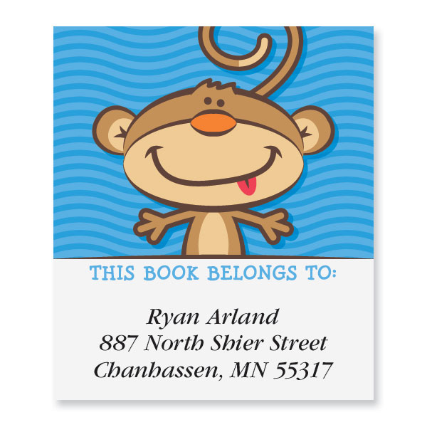 Monkey Personalized Bookplates | Colorful Images