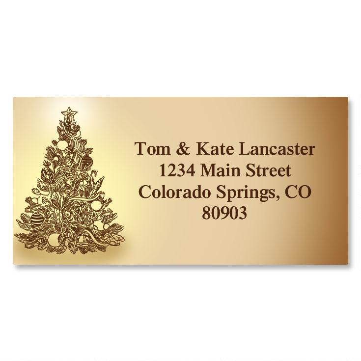 Tinted Tree Christmas Border Return Address Labels | Colorful Images