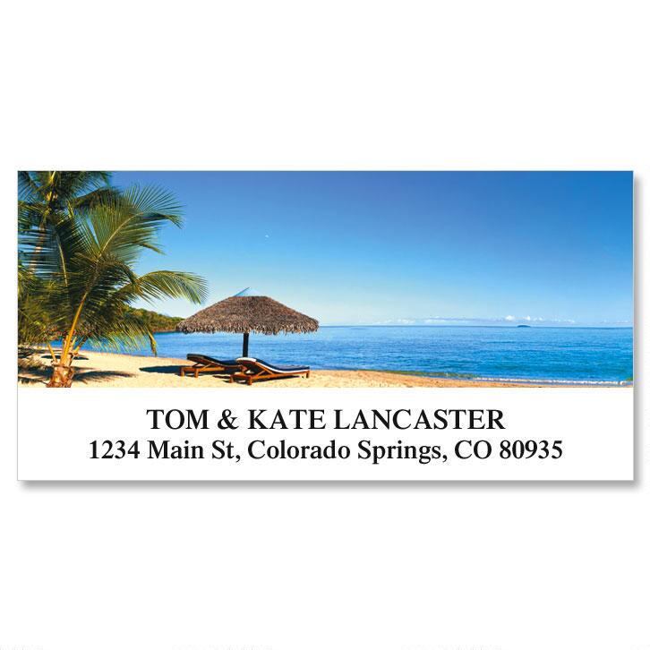 Tropical Beach Deluxe Return Address Labels | Colorful Images