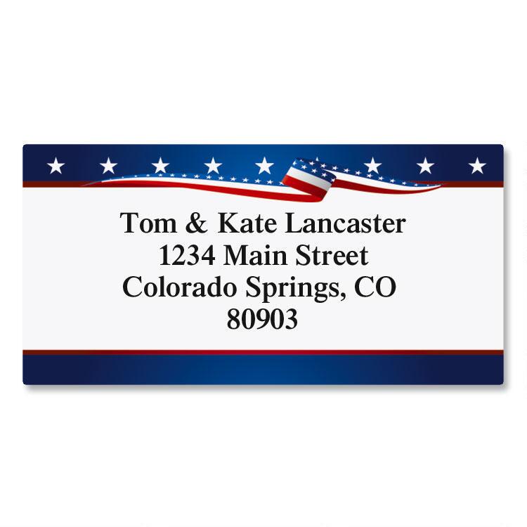 USA Proud Patriotic Border Return Address Labels | Colorful Images
