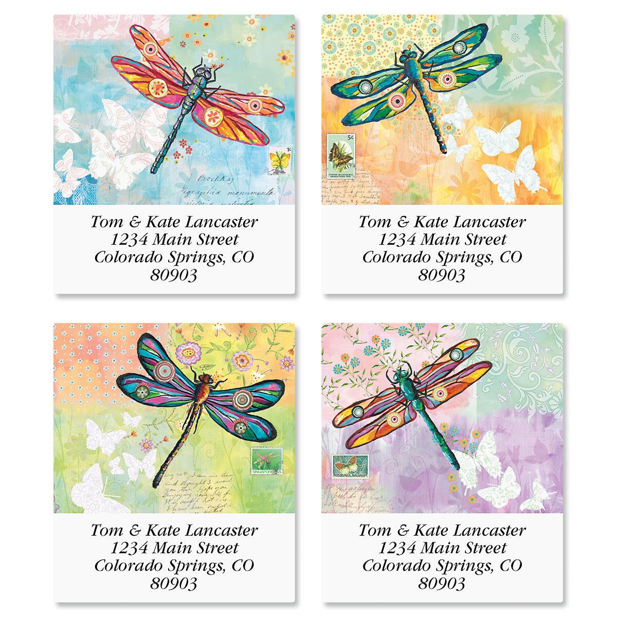 Vibrant Dragonflies Select Return Address Labels | Colorful Images