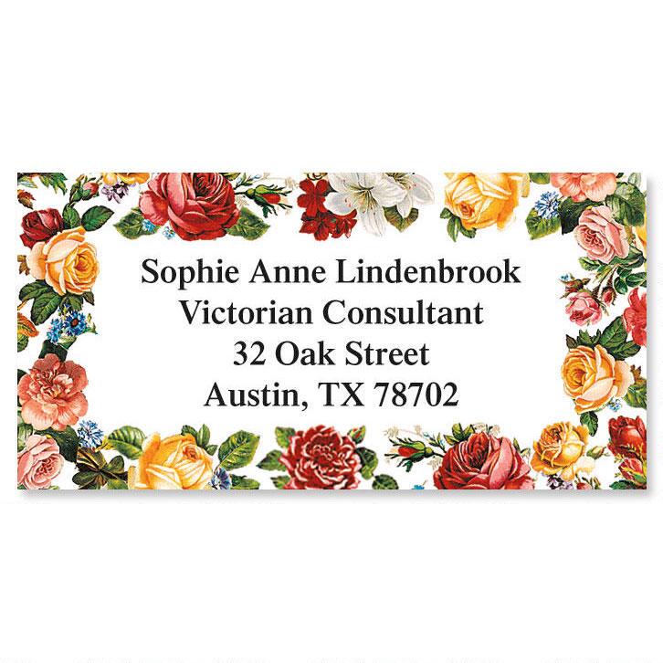 Victorian Roses Border Return Address Labels | Colorful Images
