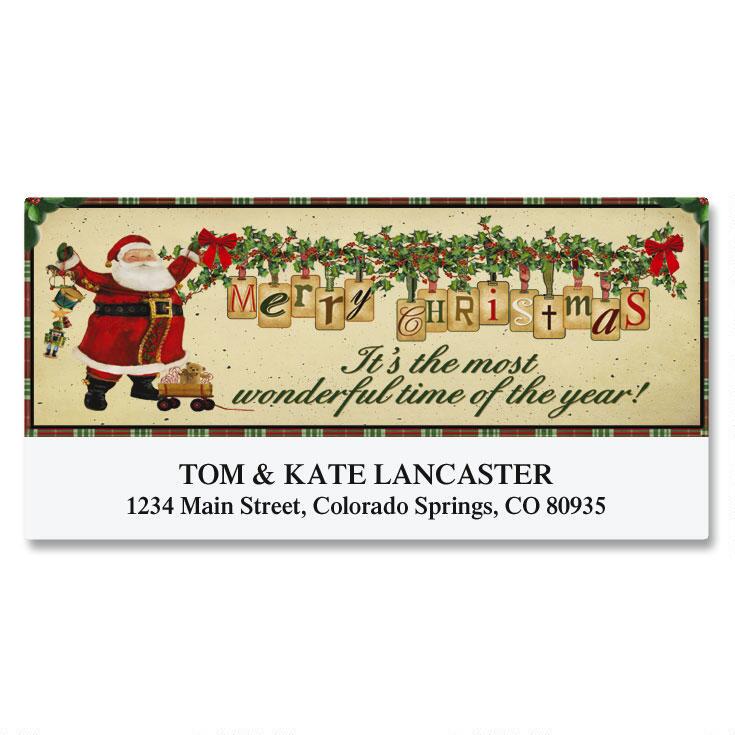 Vintage Santa Deluxe Return Address Labels | Colorful Images
