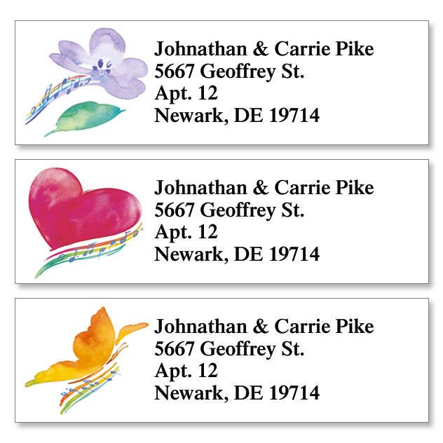 Watercolor Notes Classic Return Address Labels | Colorful Images
