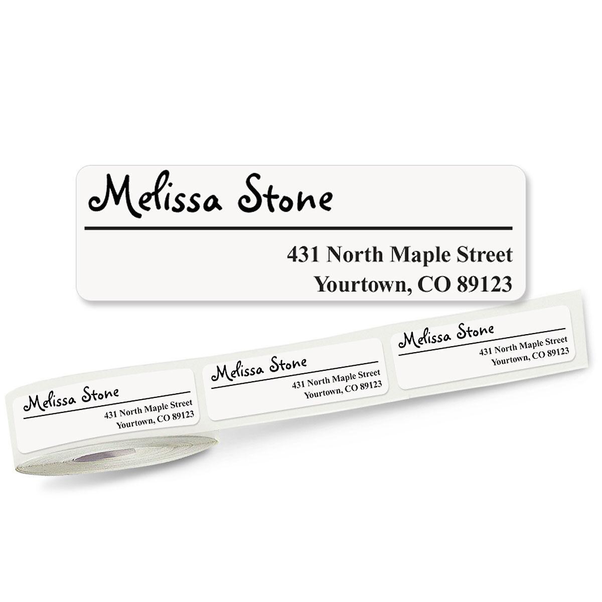 Whimsical Font Off-Center Rolled Address Labels | Colorful Images