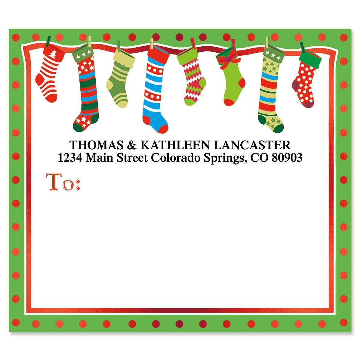 Whimsical Stockings Package Labels | Colorful Images