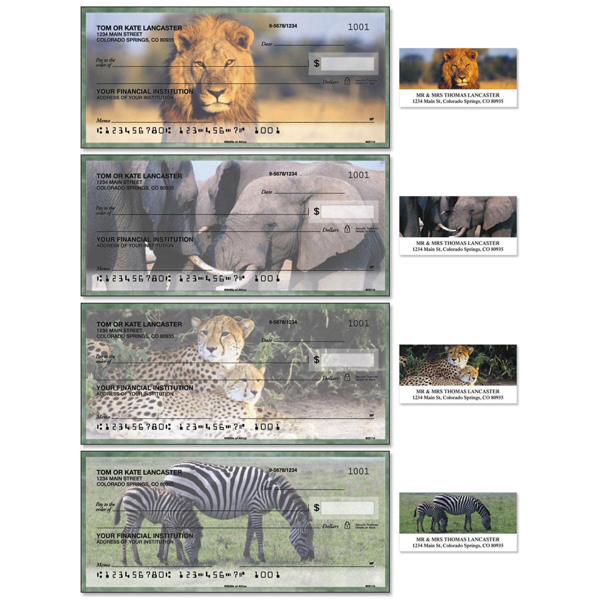 Wildlife of Africa Personal Single Checks with Matching Address Labels ...