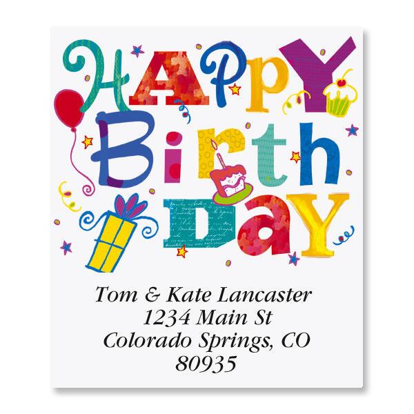 Wonderful Birthday Select Return Address Labels | Colorful Images