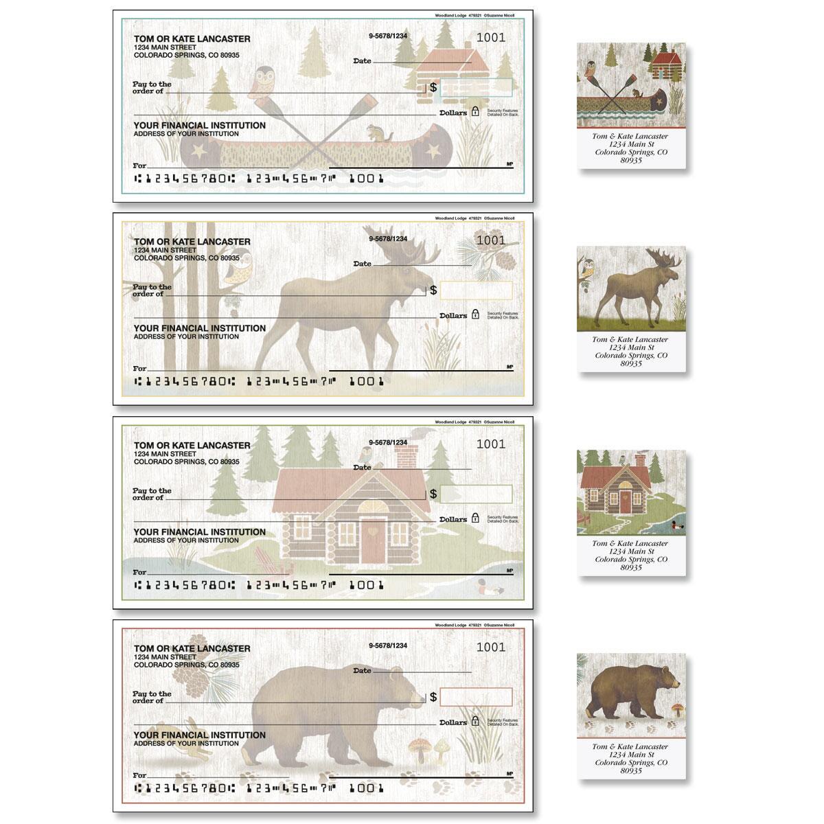 Woodland Lodge Personal Single Checks with Matching Address Labels ...