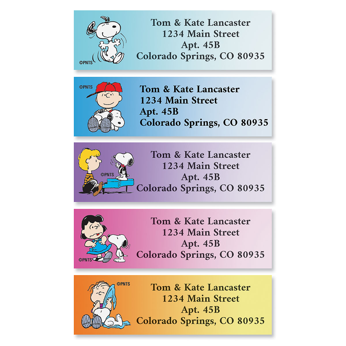 PEANUTS Poses Classic Return Address Labels | Colorful Images