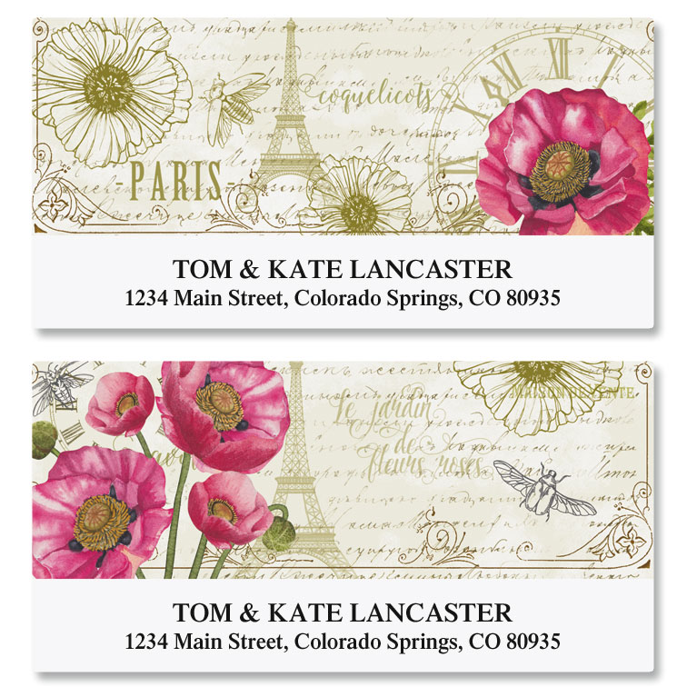 Parisian Poppies Deluxe Return Address Labels | Colorful Images