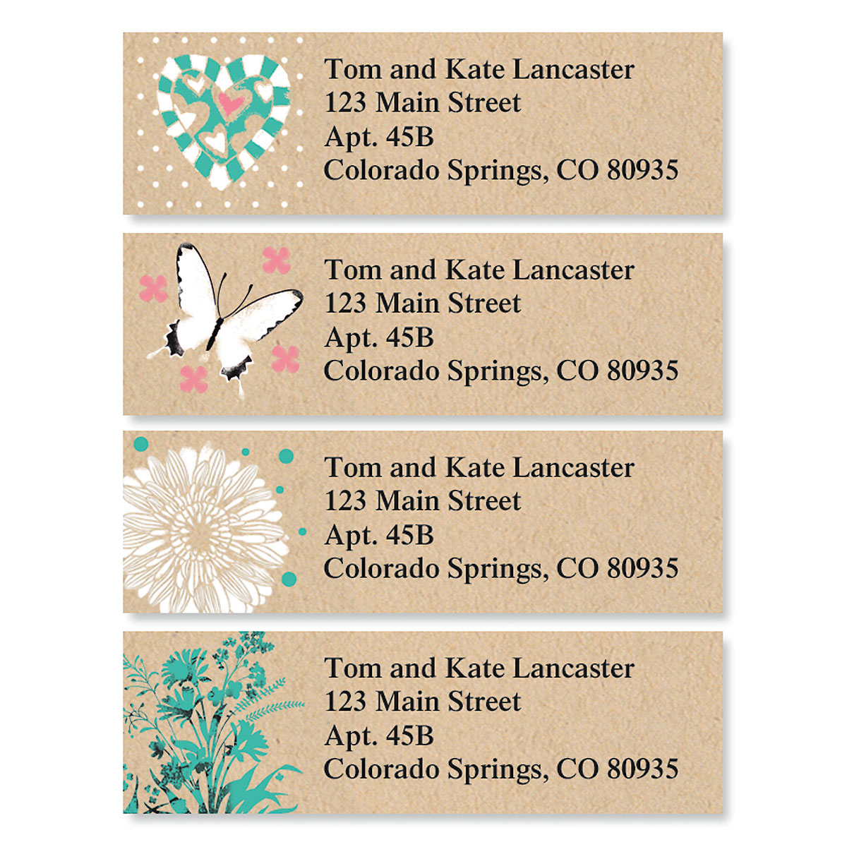 Kraft Floral Classic Return Address Labels | Colorful Images