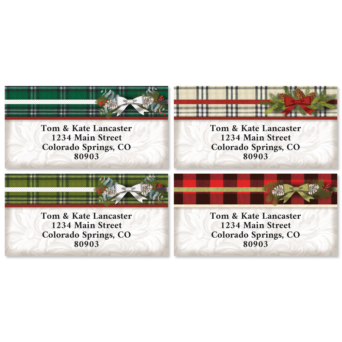 Warm Flannel Border Christmas Address Labels | Colorful Images