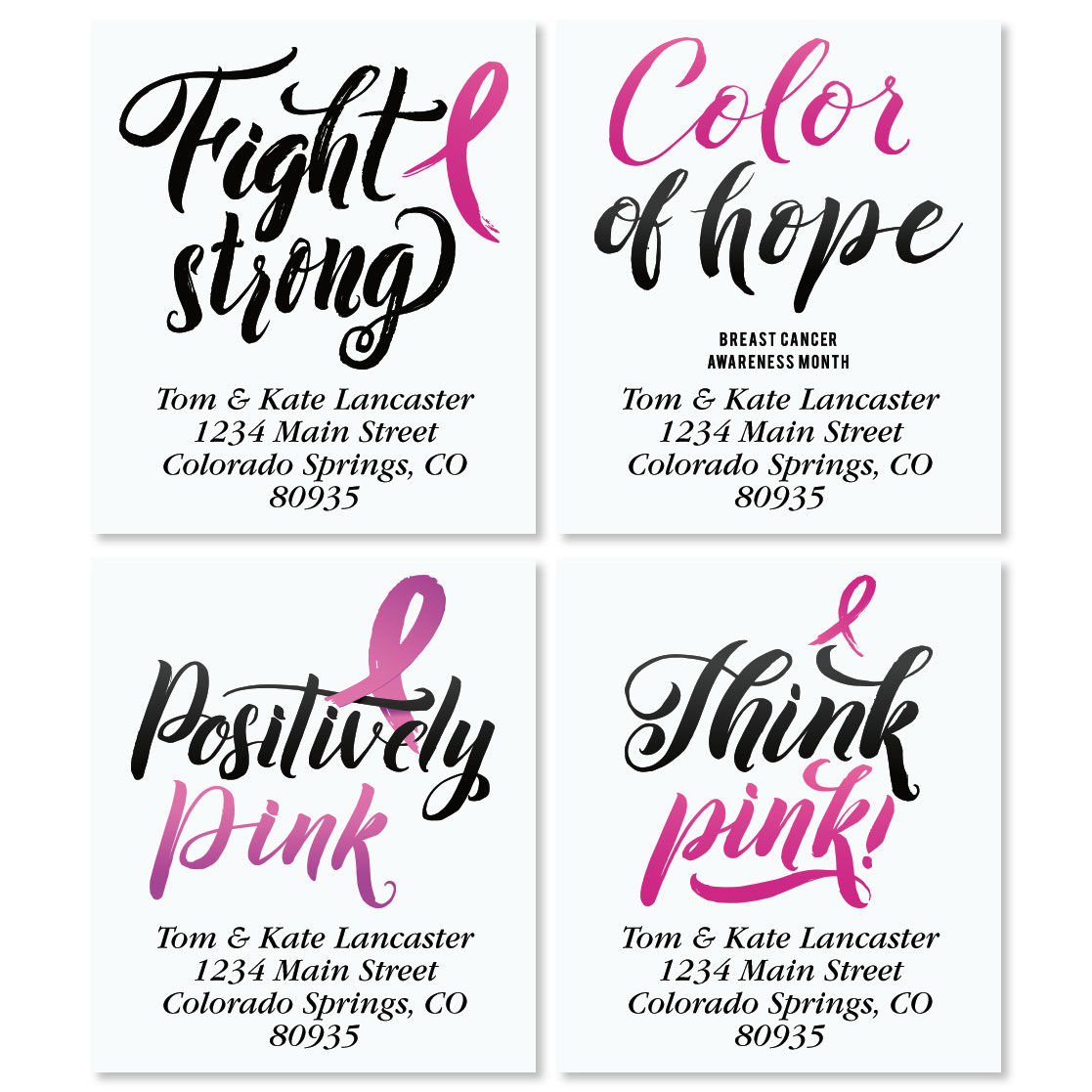 Breast Cancer Awareness Address Labels | Colorful Images