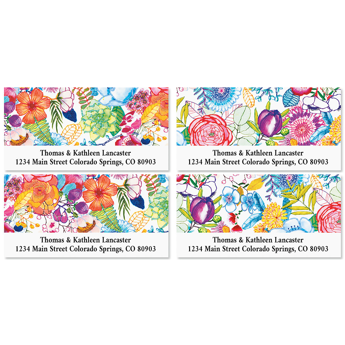Retro Florals Deluxe Address Labels (4 Designs) | Colorful Images