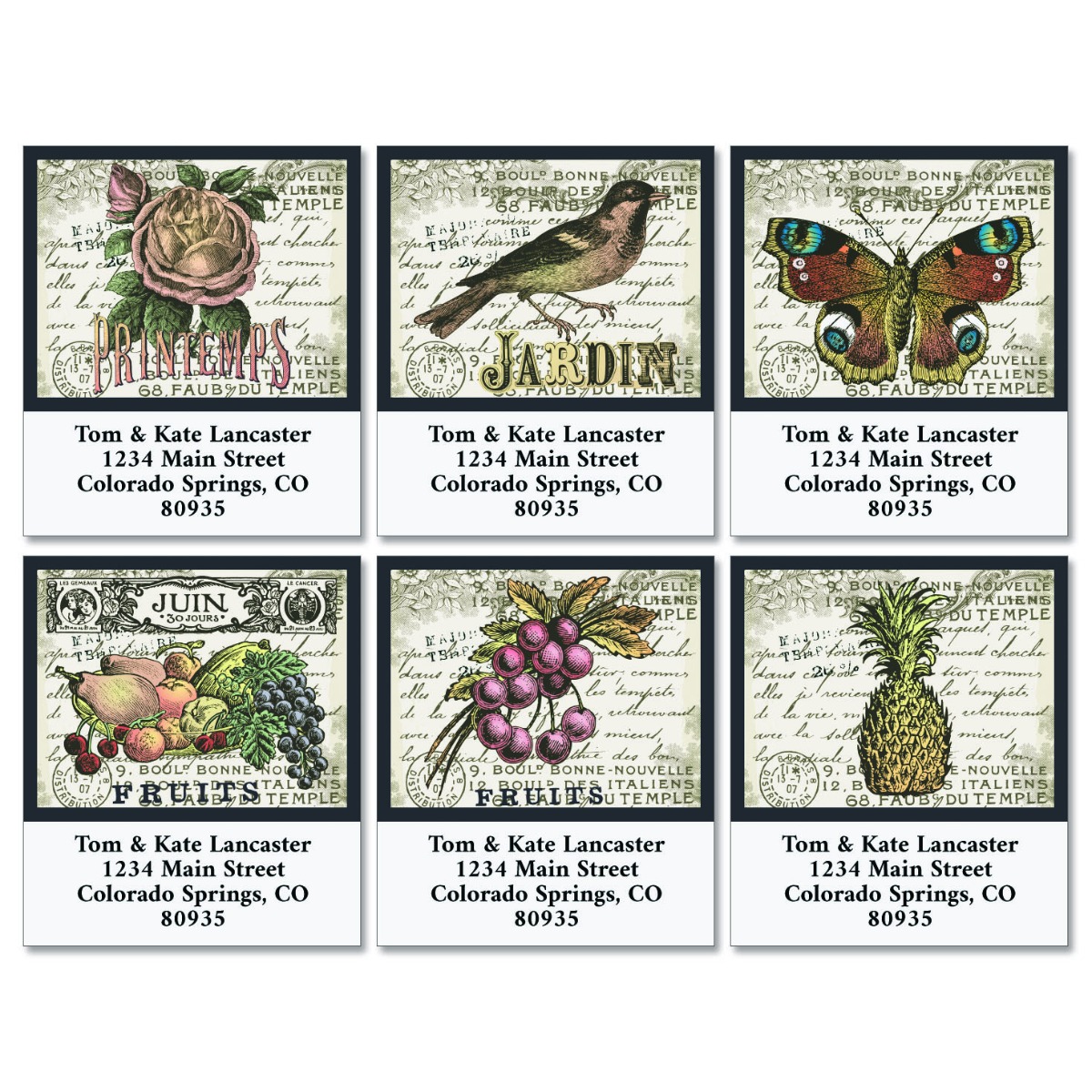 Vintage Charm Select Return Address Labels | Colorful Images