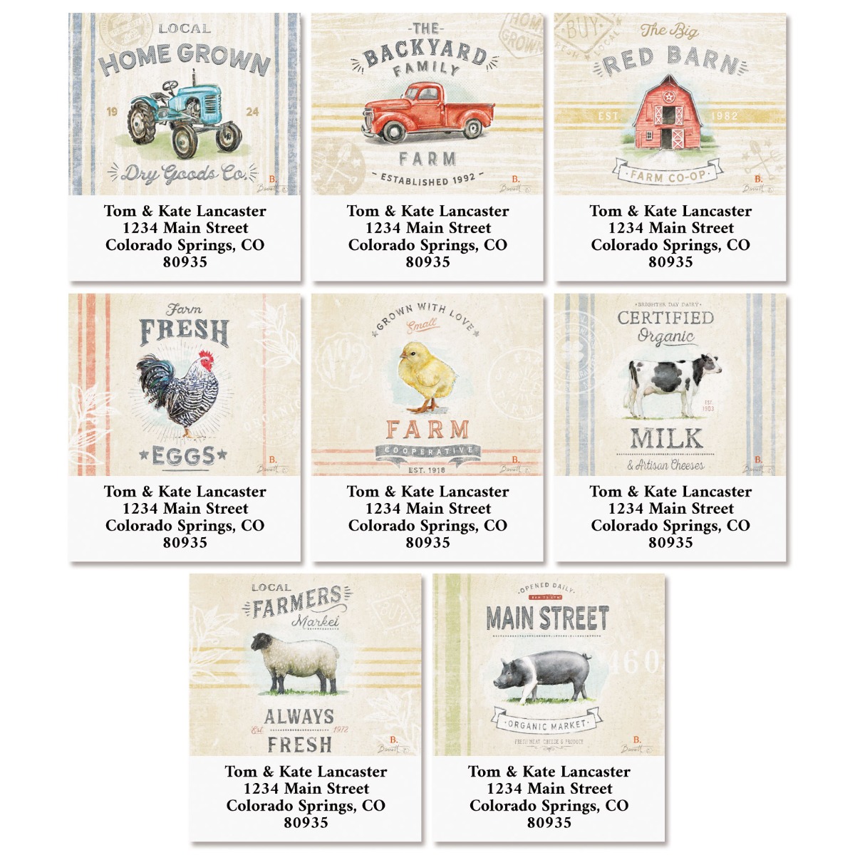 Farmhouse Select Return Address Labels (8 Designs) | Colorful Images