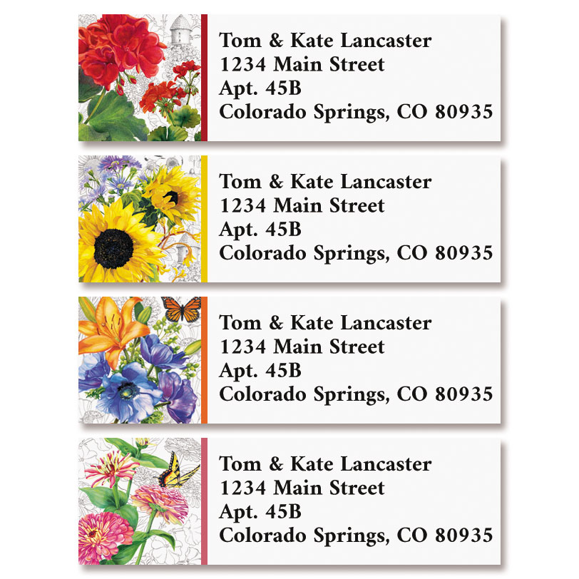 Vintage Botanicals Classic Return Address Labels | Colorful Images