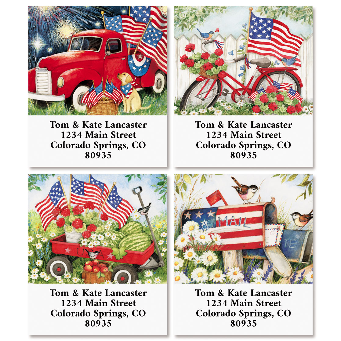 Flags Waving Select Return Address Labels (4 Designs) | Colorful Images