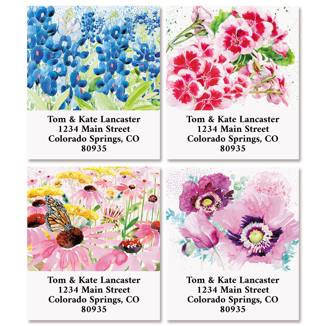 Watercolor Florals Select Return Address Labels (4 Designs) | Colorful ...