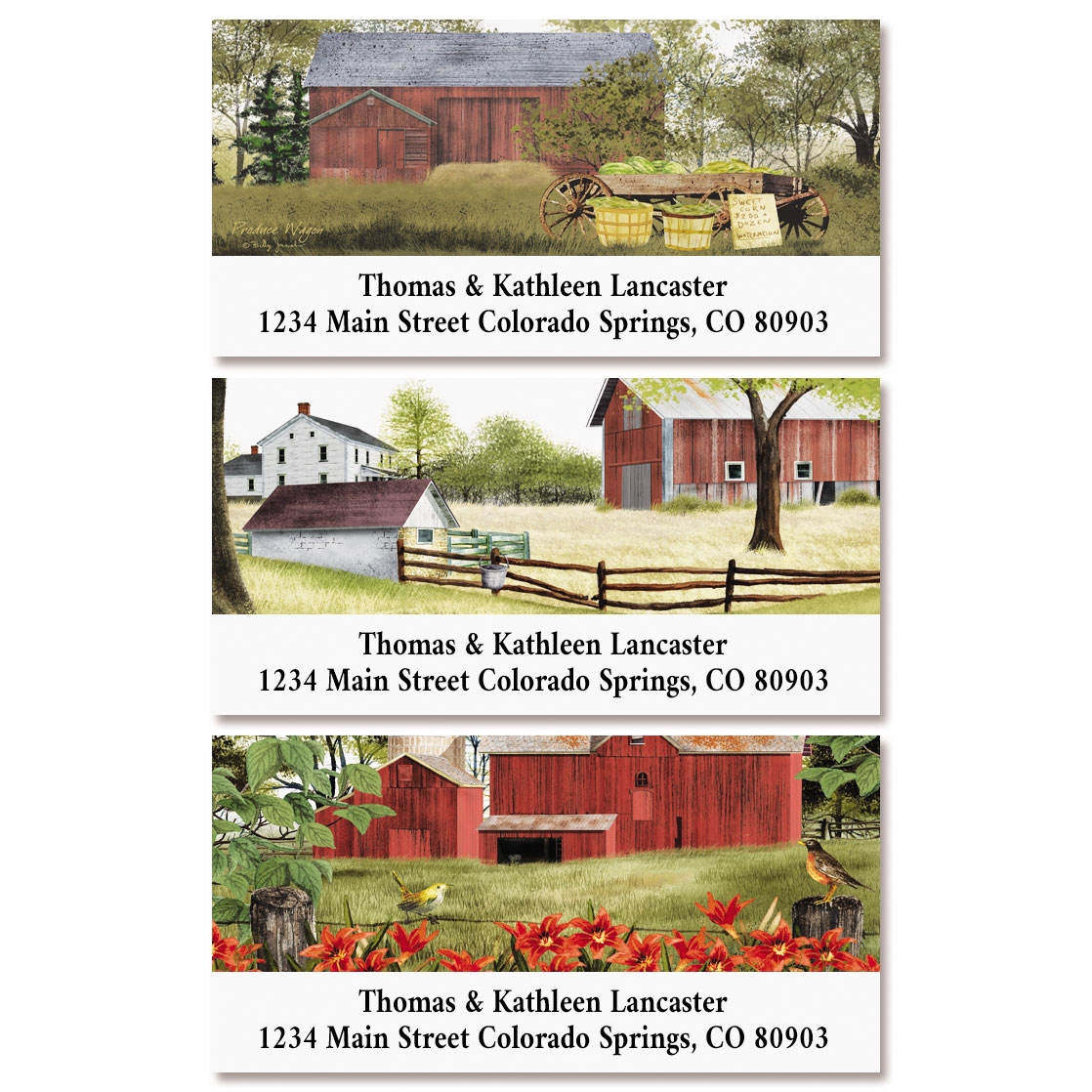 Country Barns Deluxe Return Address Labels (3 Designs) | Colorful Images