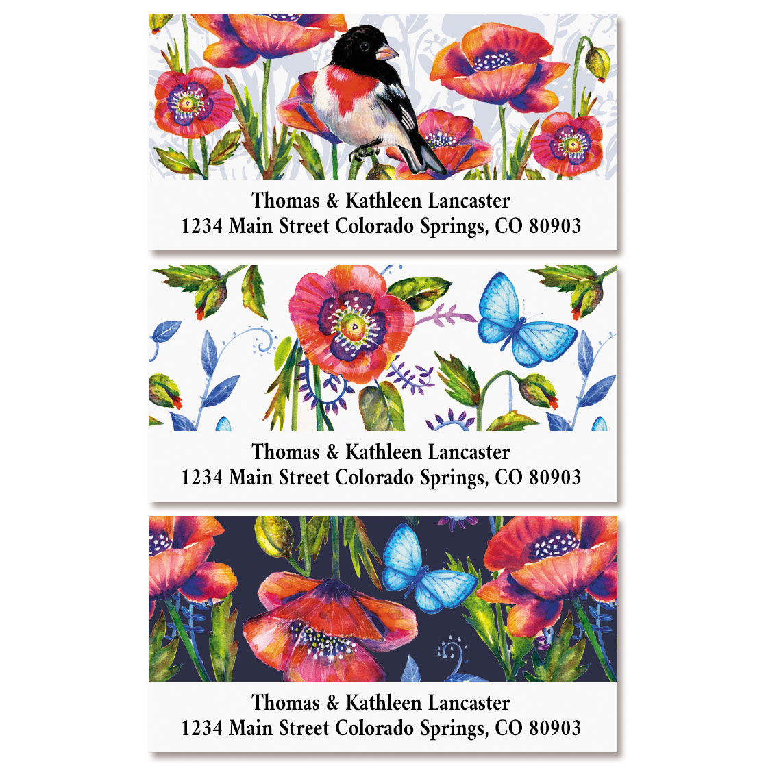 Poppies Deluxe Return Address Labels (3 Designs) | Colorful Images