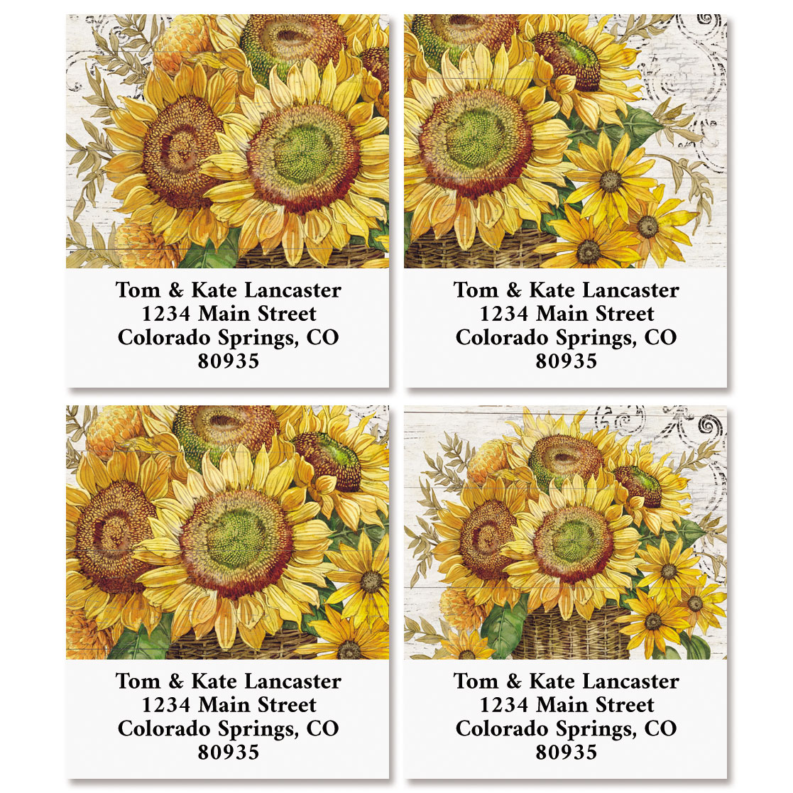 Sunflower Bouquet Select Return Address Labels (4 Designs) | Colorful ...
