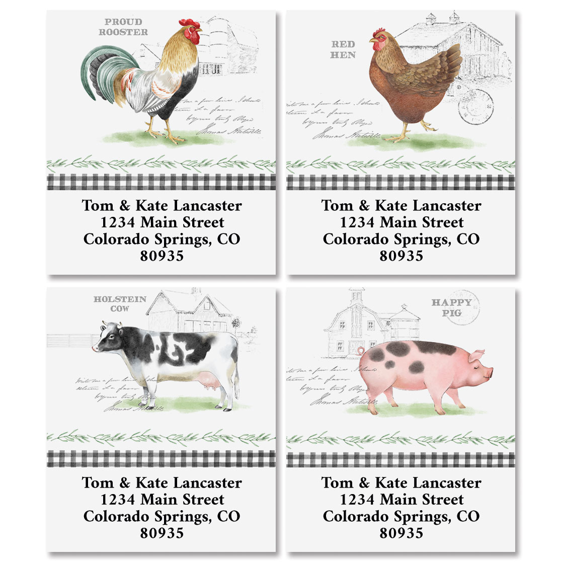On the Farm Select Return Address Labels (4 Designs) | Colorful Images