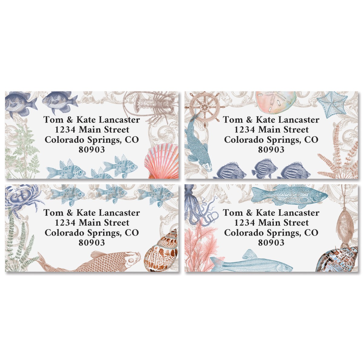 Under the Sea Border Return Address Labels (4 Designs) | Colorful Images