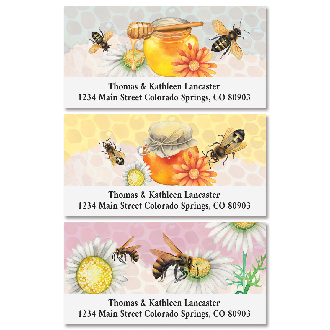 Honey Bees Deluxe Return Address Labels (3 Designs) | Colorful Images