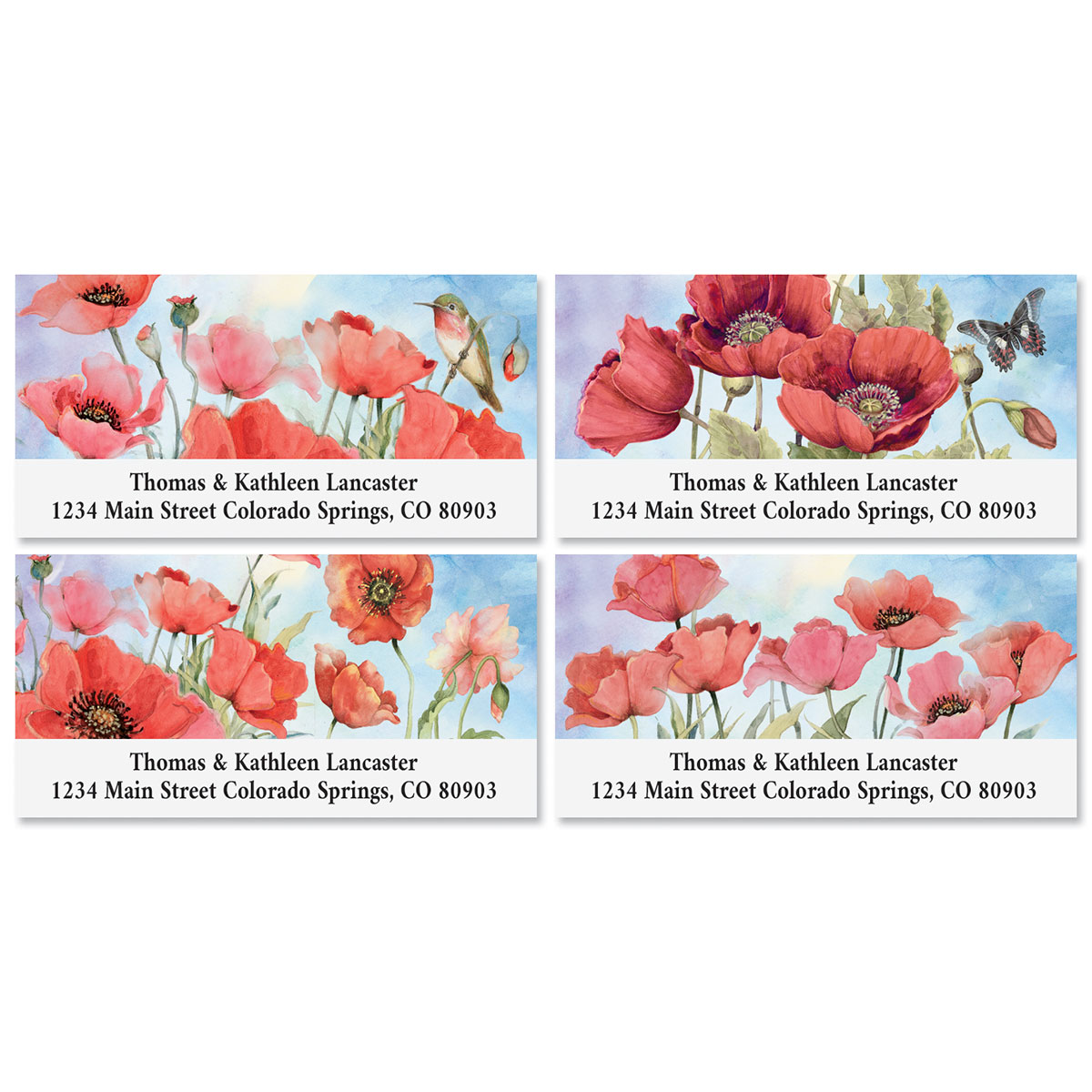 Spring Poppies Deluxe Return Address Labels (4 Designs) | Colorful Images