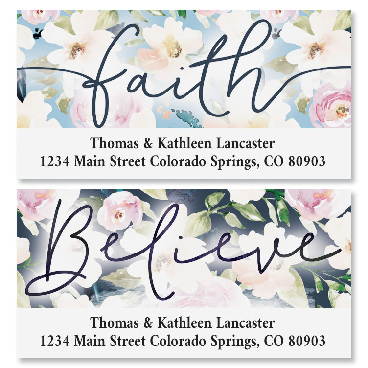 Floral Faith Deluxe Return Address Labels | Colorful Images