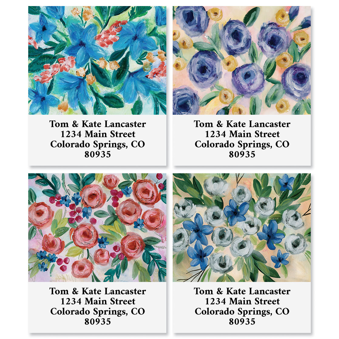 Loose Florals Select Return Address Labels (4 Designs) | Colorful Images