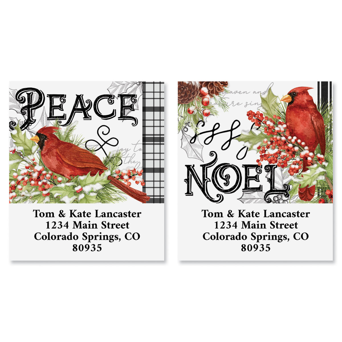 Cardinal Plaid Select Return Address Labels (2 Designs) | Colorful Images