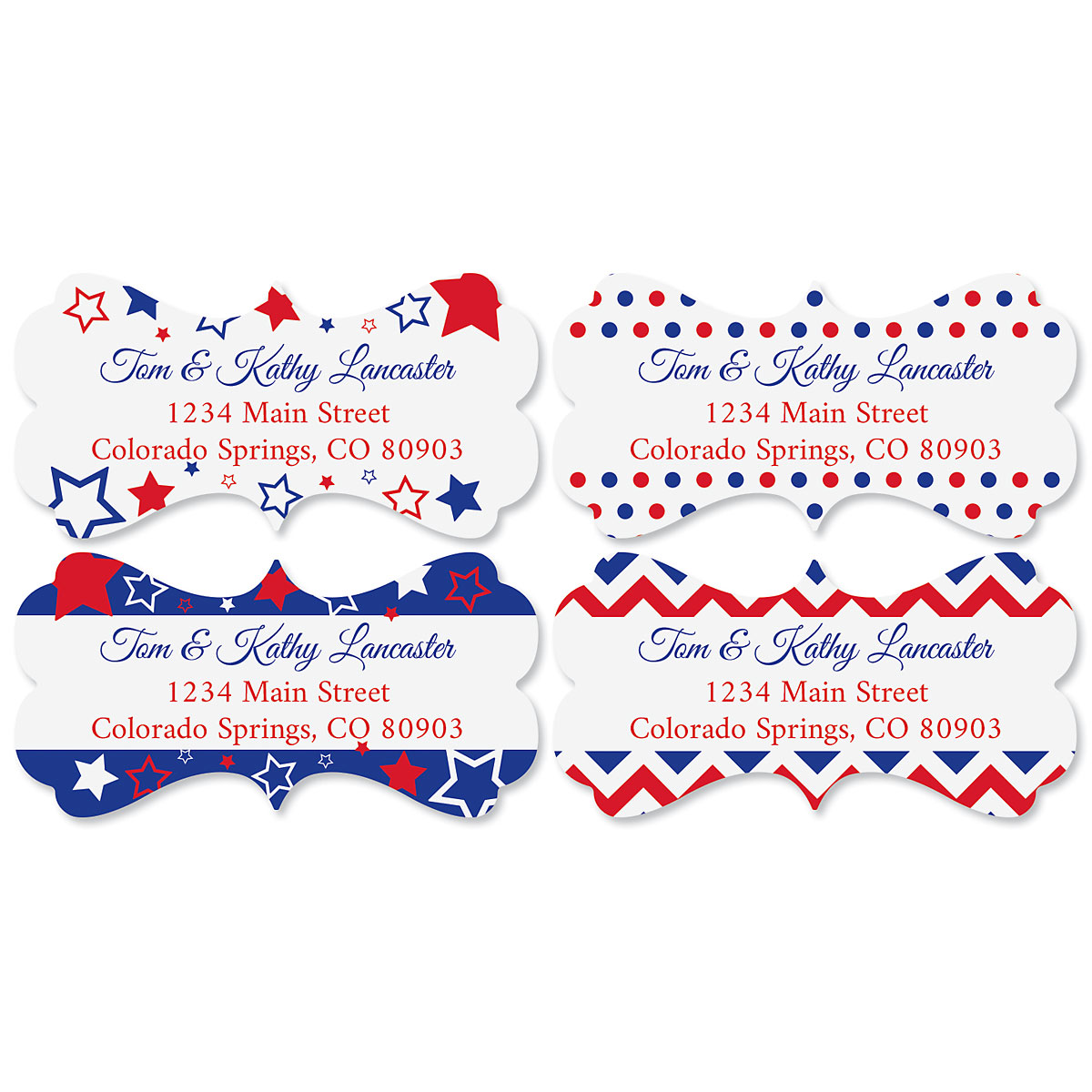 Patriotic Diecut Return Address Labels (4 Designs) | Colorful Images