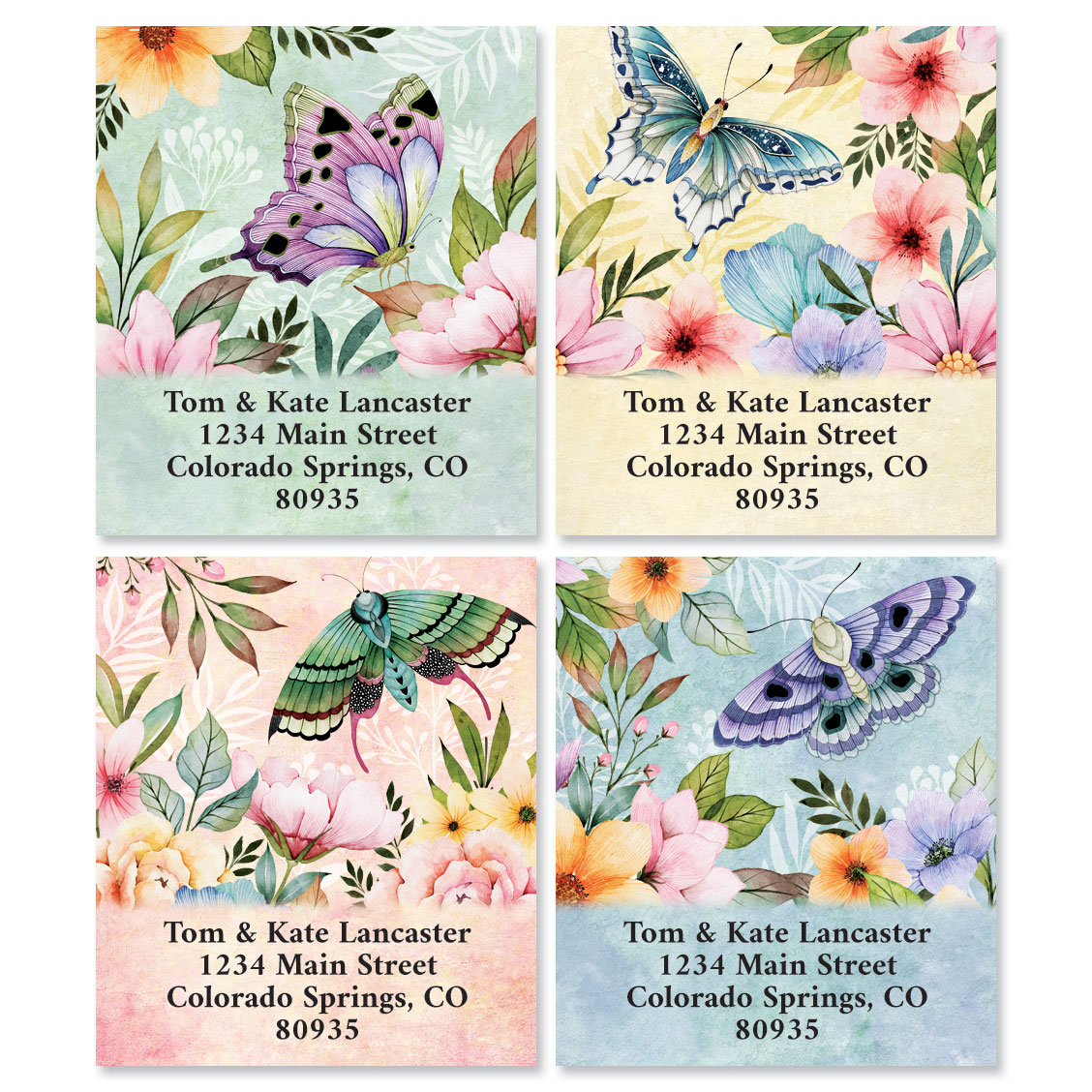 Butterfly Blooms Select Return Address Labels (4 Designs) | Colorful Images