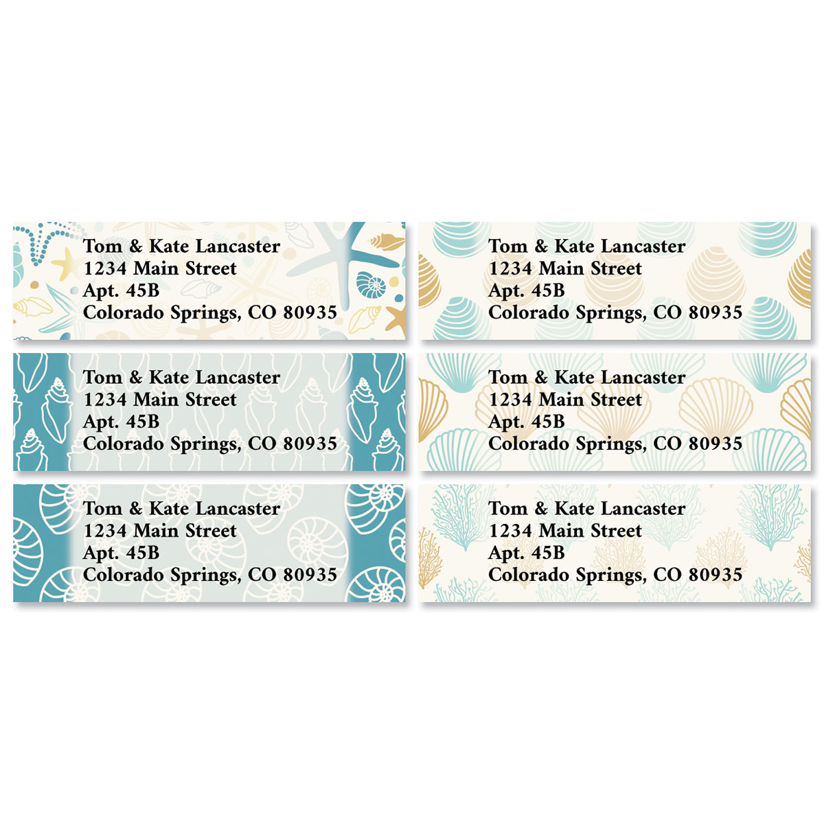 Seamless Seashells Classic Return Address Labels (6 Designs) | Colorful ...