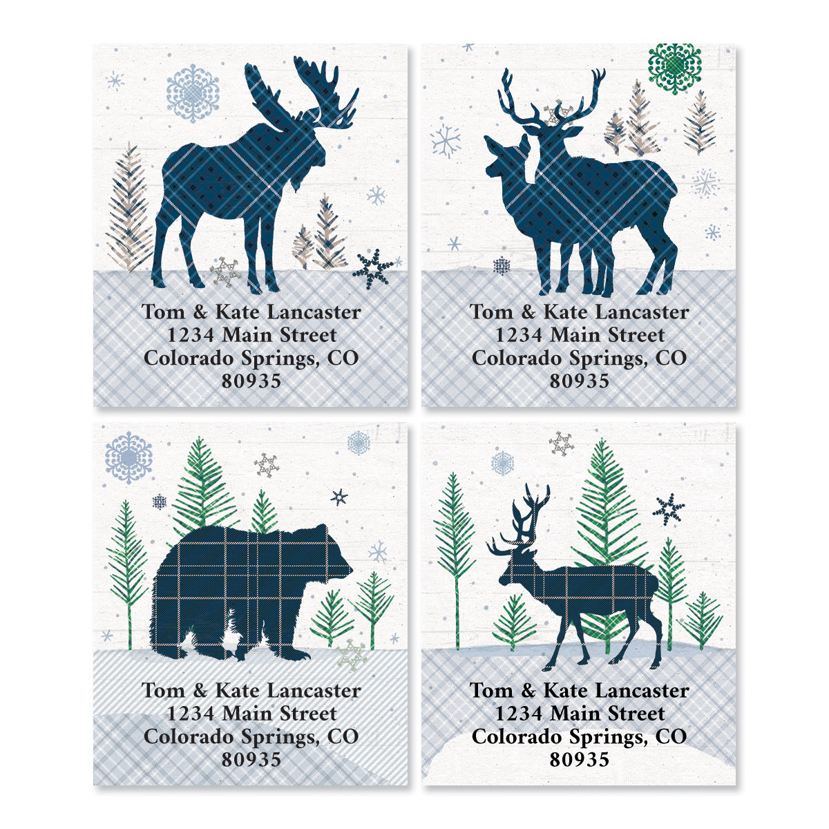 Plaid Lodge Select Return Address Labels (4 Designs) | Colorful Images