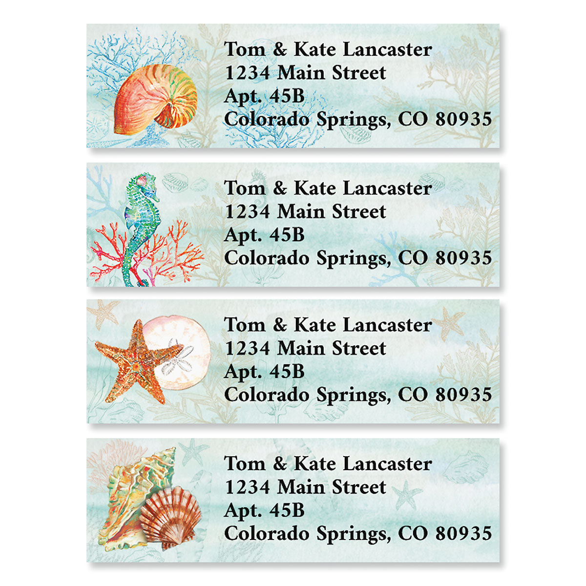 Coastal Pleasures Classic Return Address Labels (4 Designs) | Colorful ...