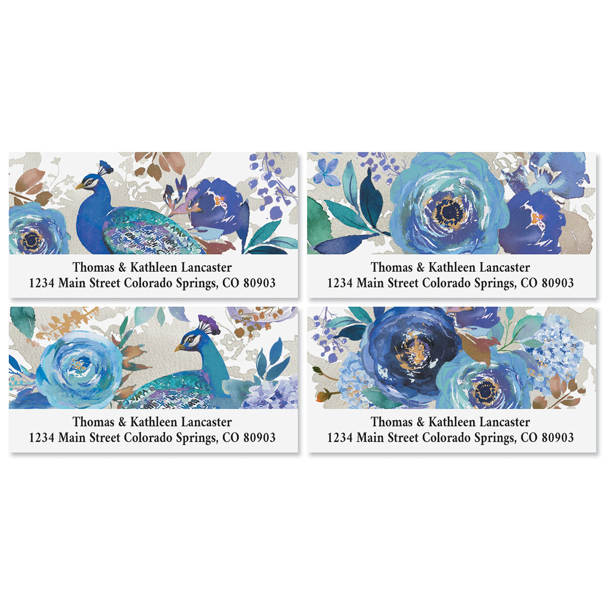 Blue Peacock Deluxe Return Address Labels (4 Designs) | Colorful Images