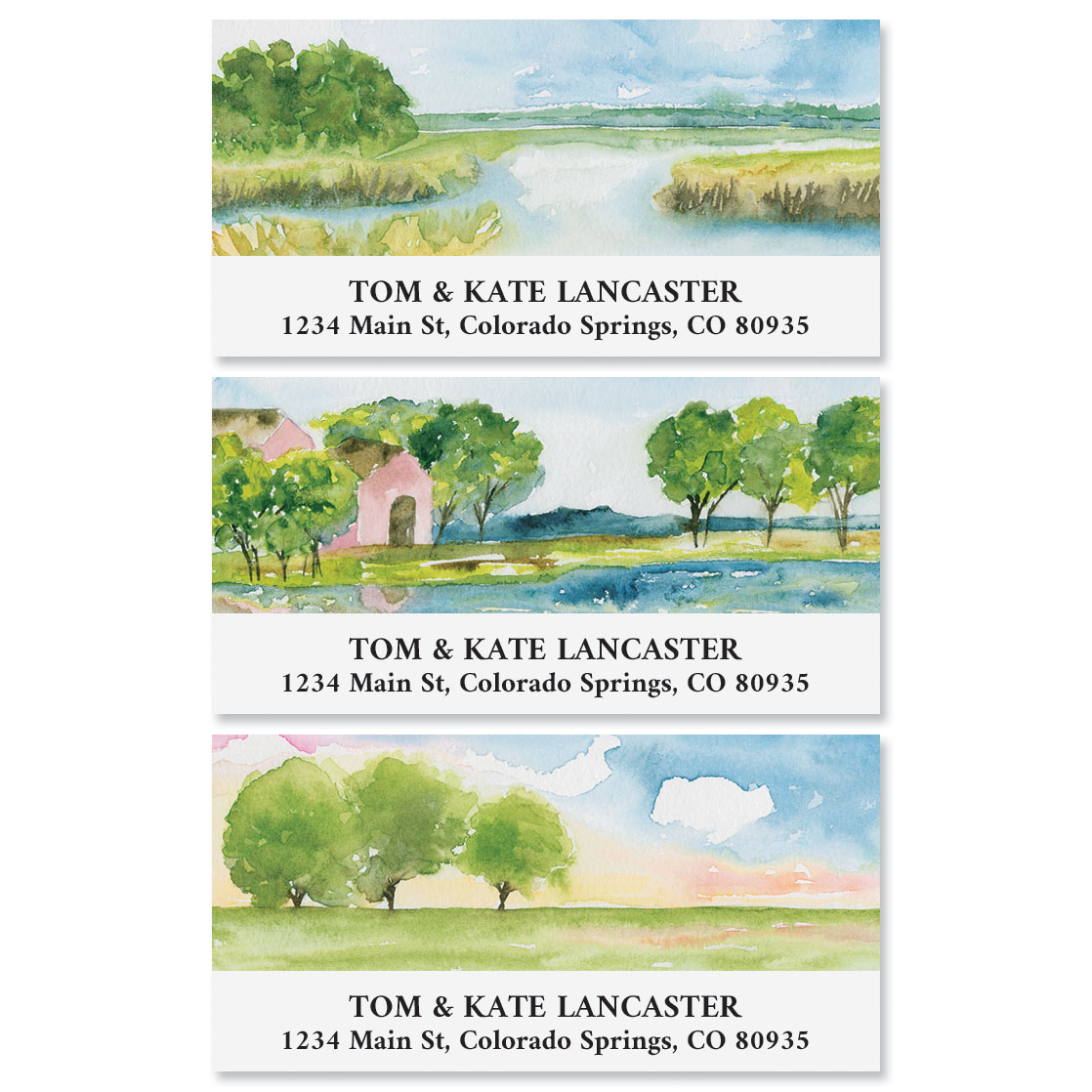Watercolor Landscape Deluxe Return Address Labels (3 Designs ...