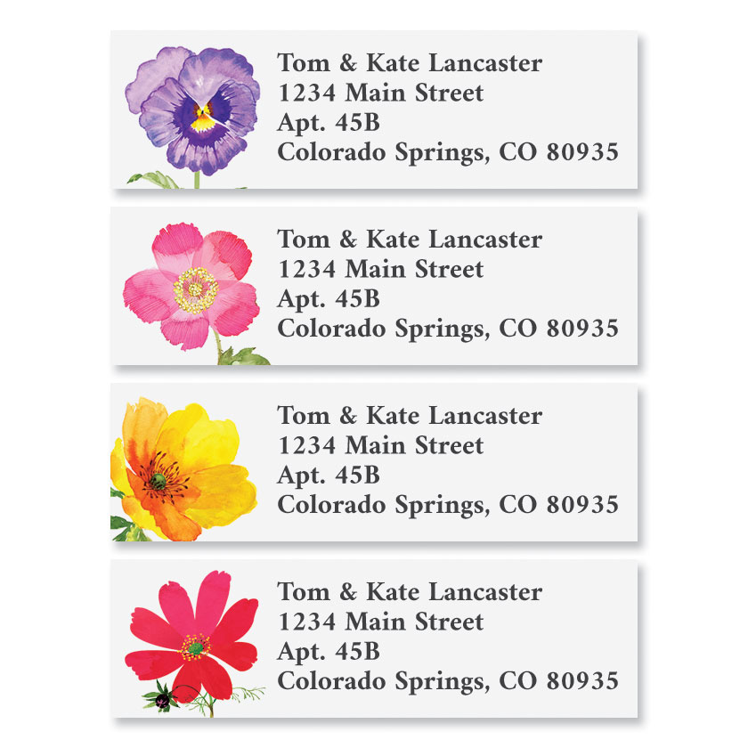 Flower Family Classic Return Address Labels (6 Designs) | Colorful Images