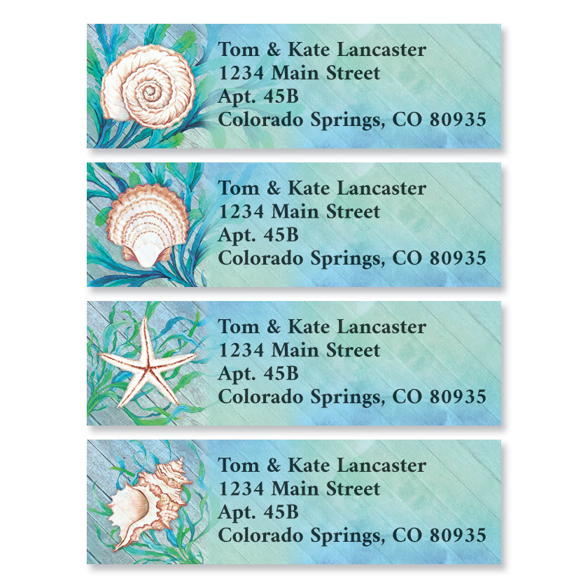 Blue Shells Classic Return Address Labels (4 Designs) | Colorful Images