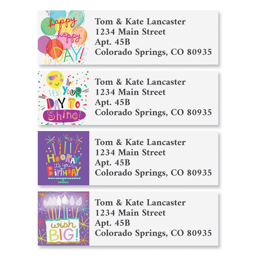 Celebrate Classic Return Address Labels (6 Designs) | Colorful Images