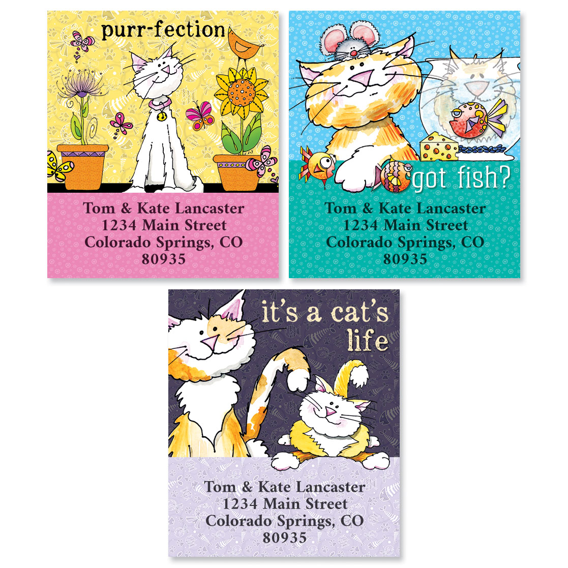 Cat Rules Select Return Address Labels (4 Designs) | Colorful Images